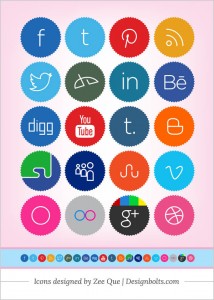 20 Free Cute & Minimalist Social Media Icons Set (256 x 256 PNG)