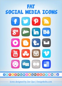 Free Fat Social Media Icons Set 2013