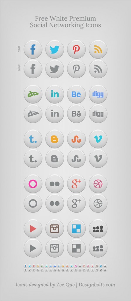 Free White Premium Social Networking Icons For Elegant Themes & Websites