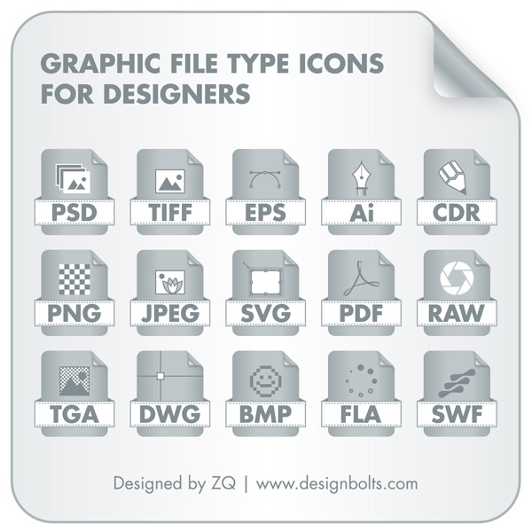 Graphic File Type Icons Set For Designers PNGs Vector File