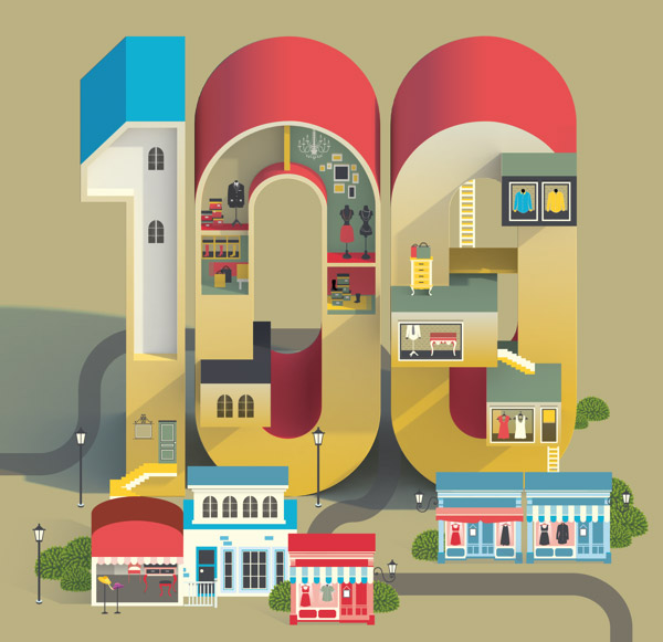 35 Stunning Isometric Letters & Adverts by Jing Zhang