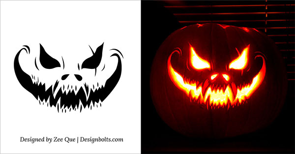 Free Scary Pumpkin Carving Patterns Templates Printable