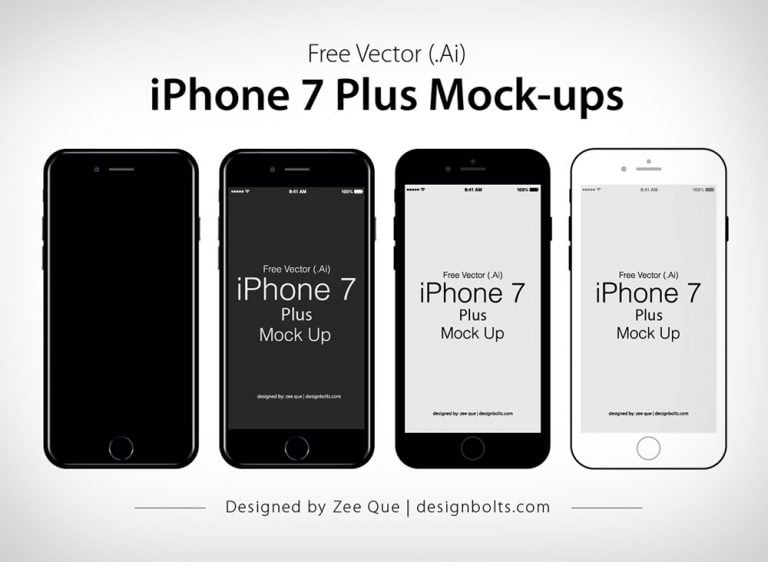 Free Vector Flat & Official Apple iPhone 7 Plus Mock-up In Ai & EPS Format