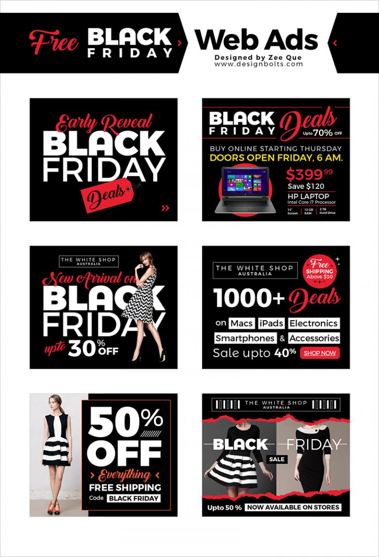Free Premium Black Friday ( Sales - Deals ) Web Ads in Vector Ai Format