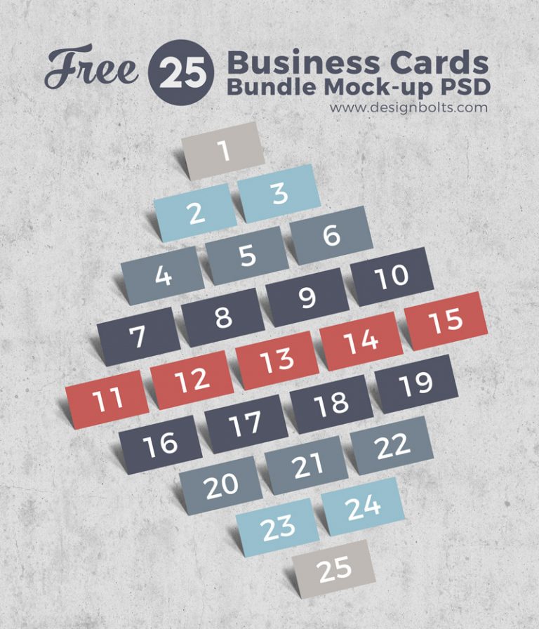 25 Free Business Card Bundle Mock-up PSD File