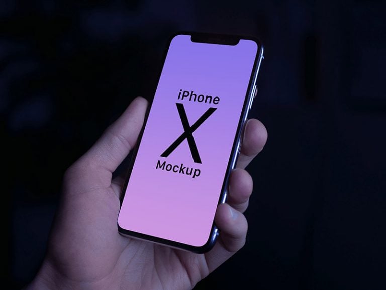 Free iPhone X in Male Hand Photo Mockup PSD Set
