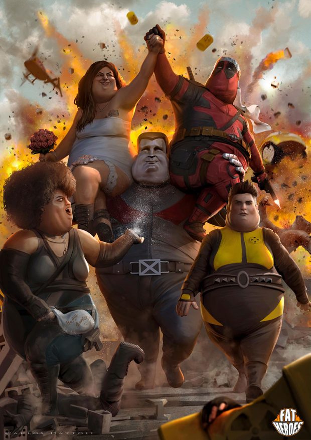 A Fun Project of Fat Superheroes Digital Art Paintings by Carlos ...