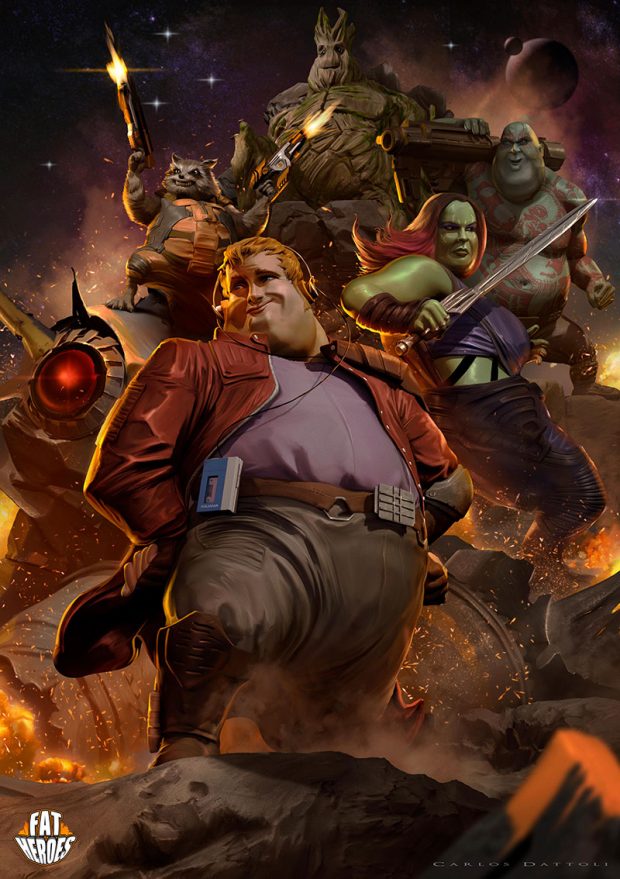 A Fun Project of Fat Superheroes Digital Art Paintings by Carlos ...