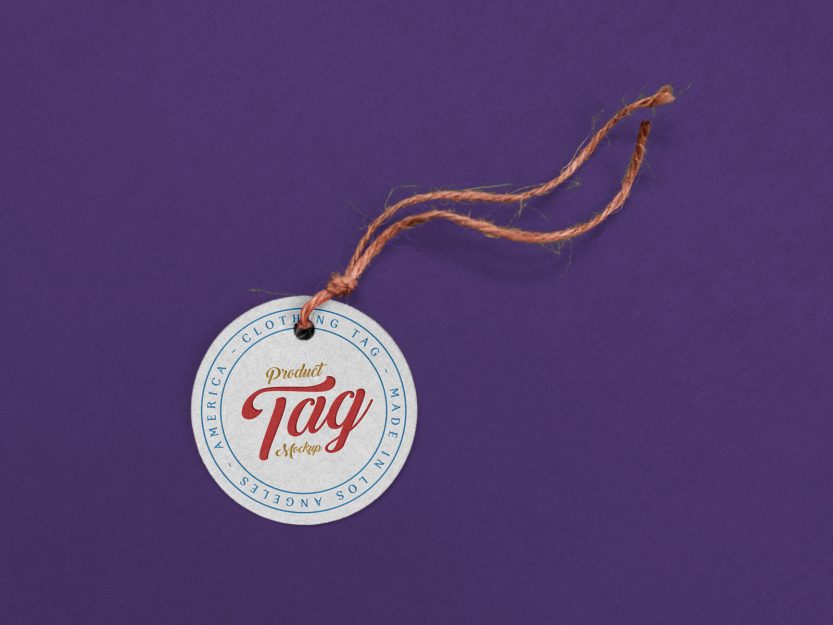 Free Round Product Tag Mockup PSD - Designbolts