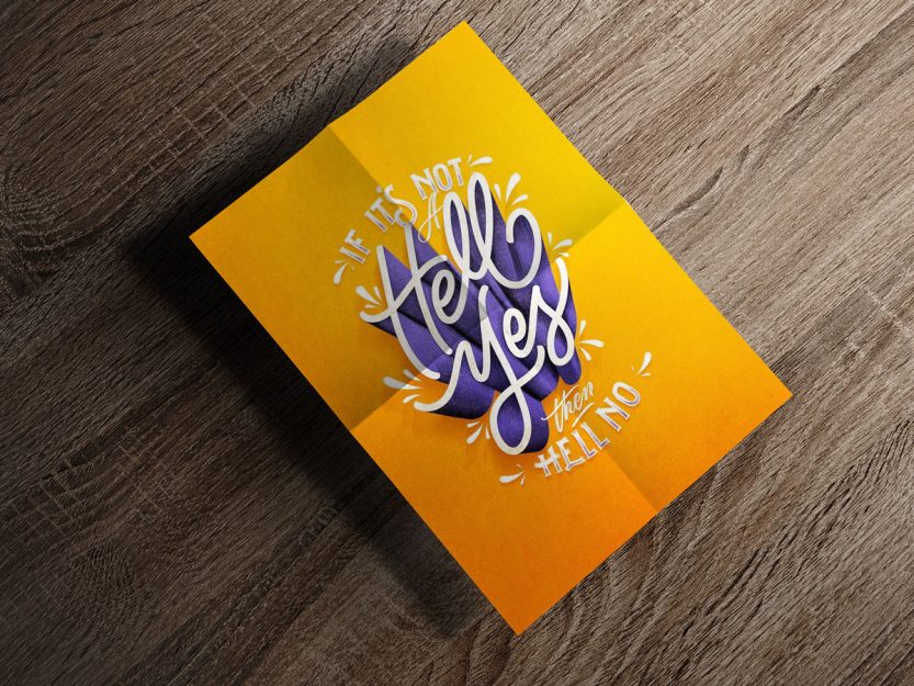 Free Folded Paper A4 Size Flyer / Poster Mockup PSD - Designbolts