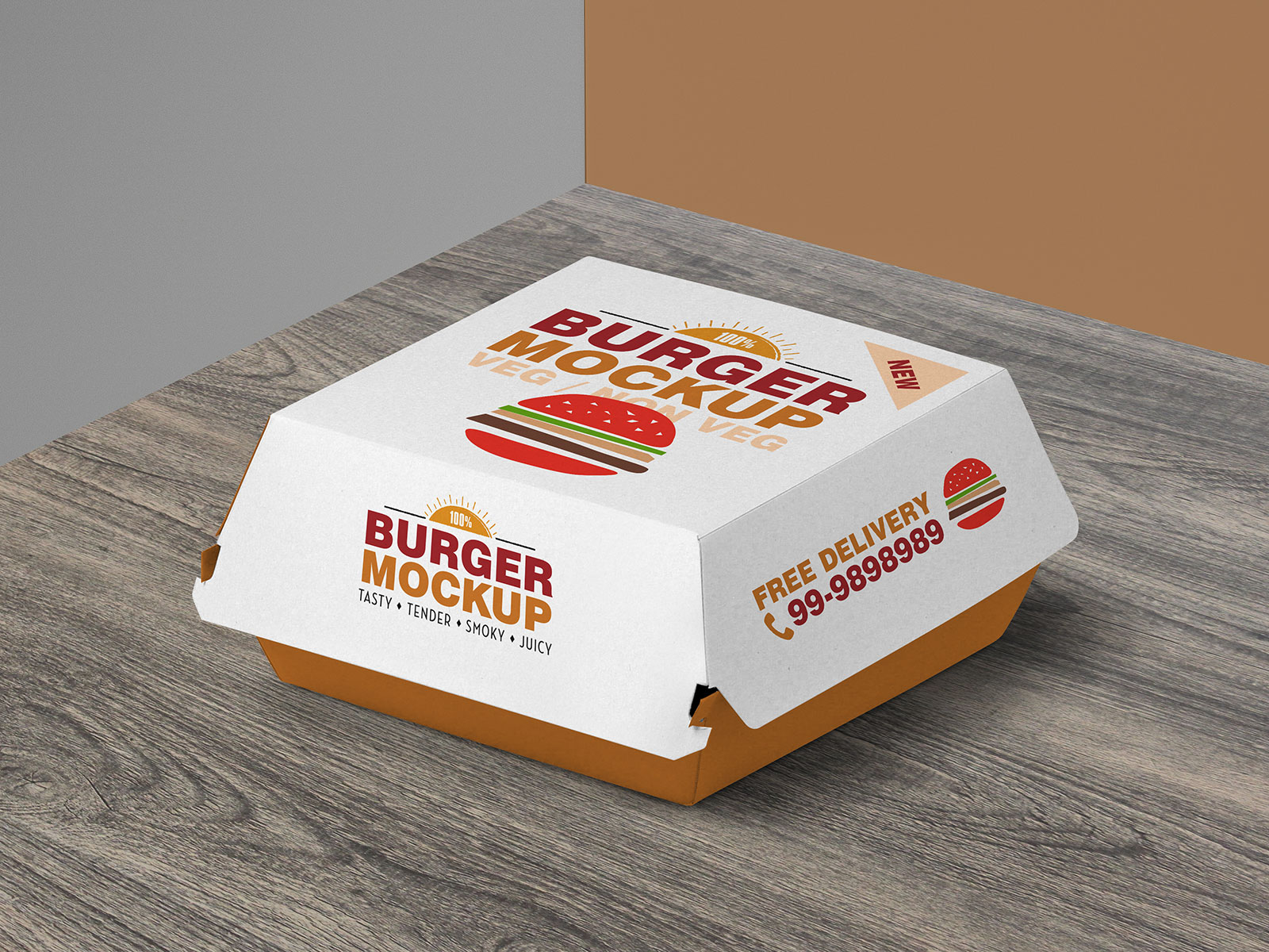 Free Burger Packaging Mockup PSD Designbolts