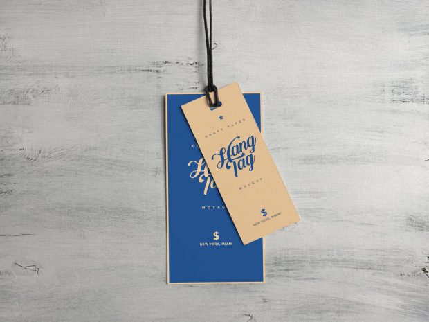 Free Dual Cloth Hanging Tag Mockup PSD - Designbolts