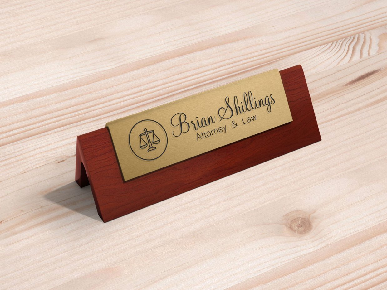 Free Office Desk Name Plate Mockup PSD - Designbolts