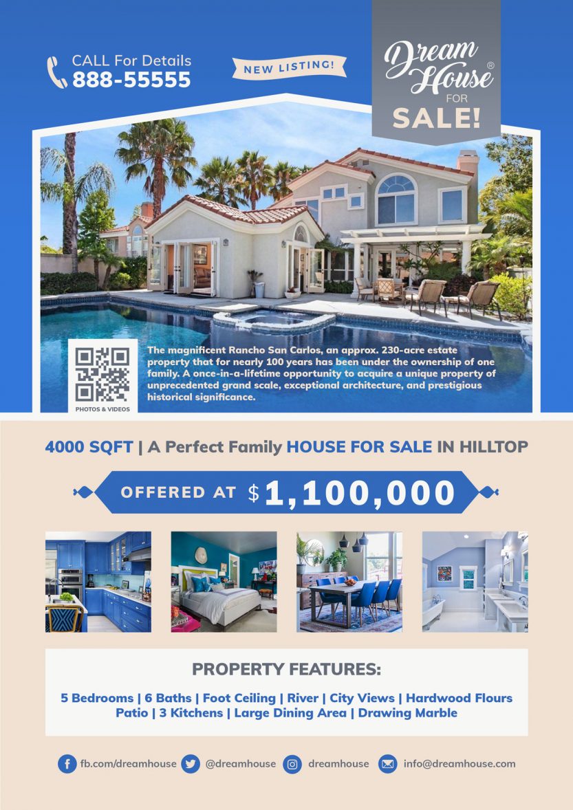 Free Real Estate House For Sale Flyer Template In PSD Designbolts