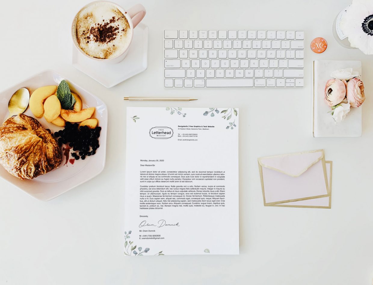 Free U.S Letter Size Beautiful Letterhead Design & Mockup PSD - Designbolts