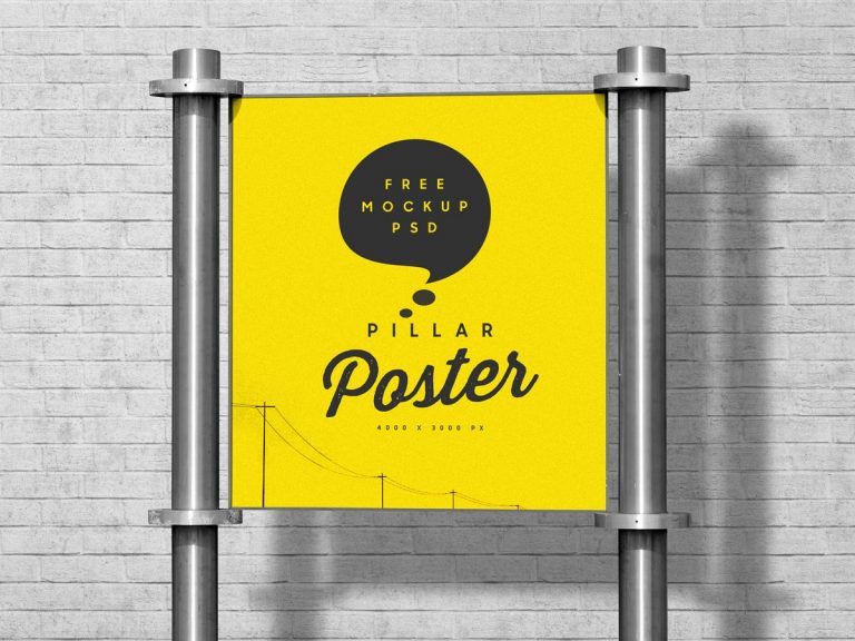 Free Outdoor Large Pillar Poster Mockup PSD - Designbolts