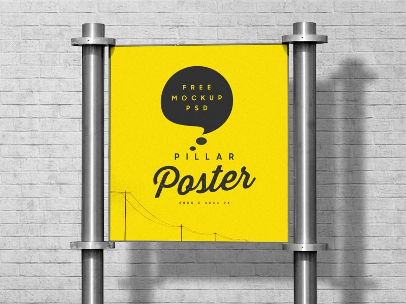 Free Outdoor Large Pillar Poster Mockup PSD - Designbolts