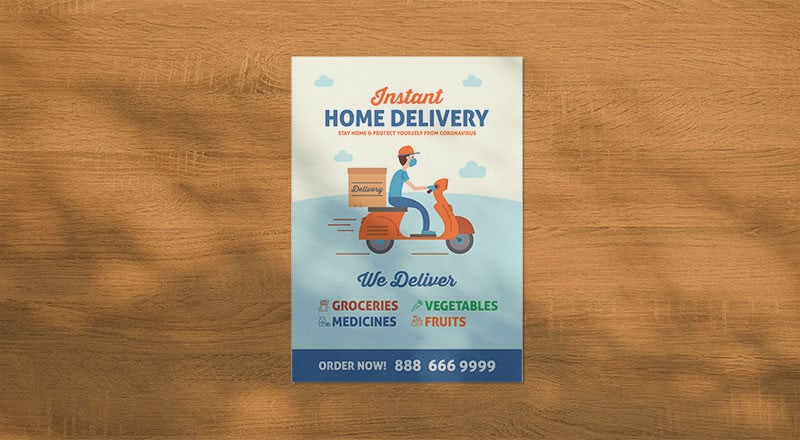 Free Grocery Home Delivery During Coronavirus Flyer Design Template PSD ...