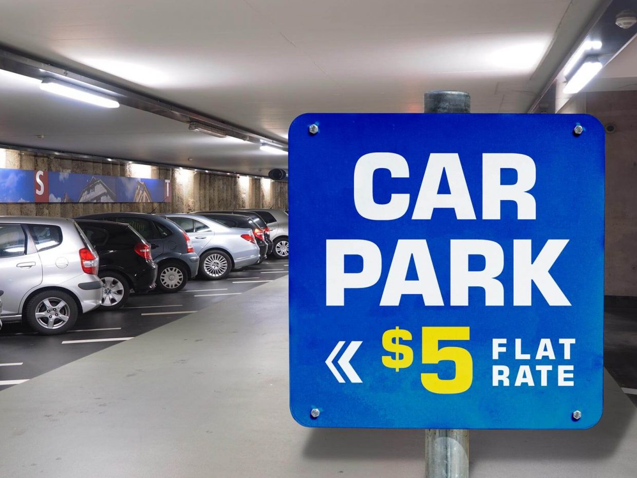 Free Car Parking Signage Mockup PSD - Designbolts