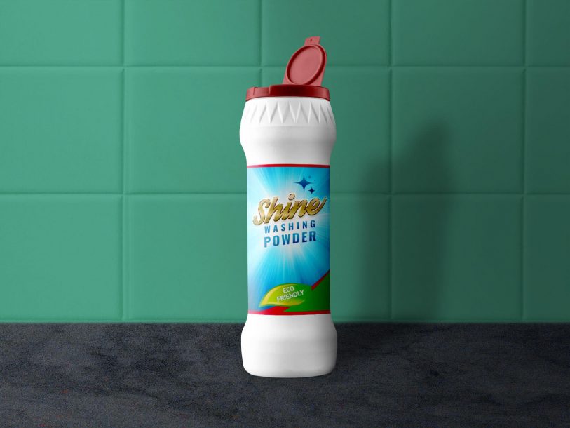Free Dishwashing Powder Plastic Bottle Mockup PSD - Designbolts