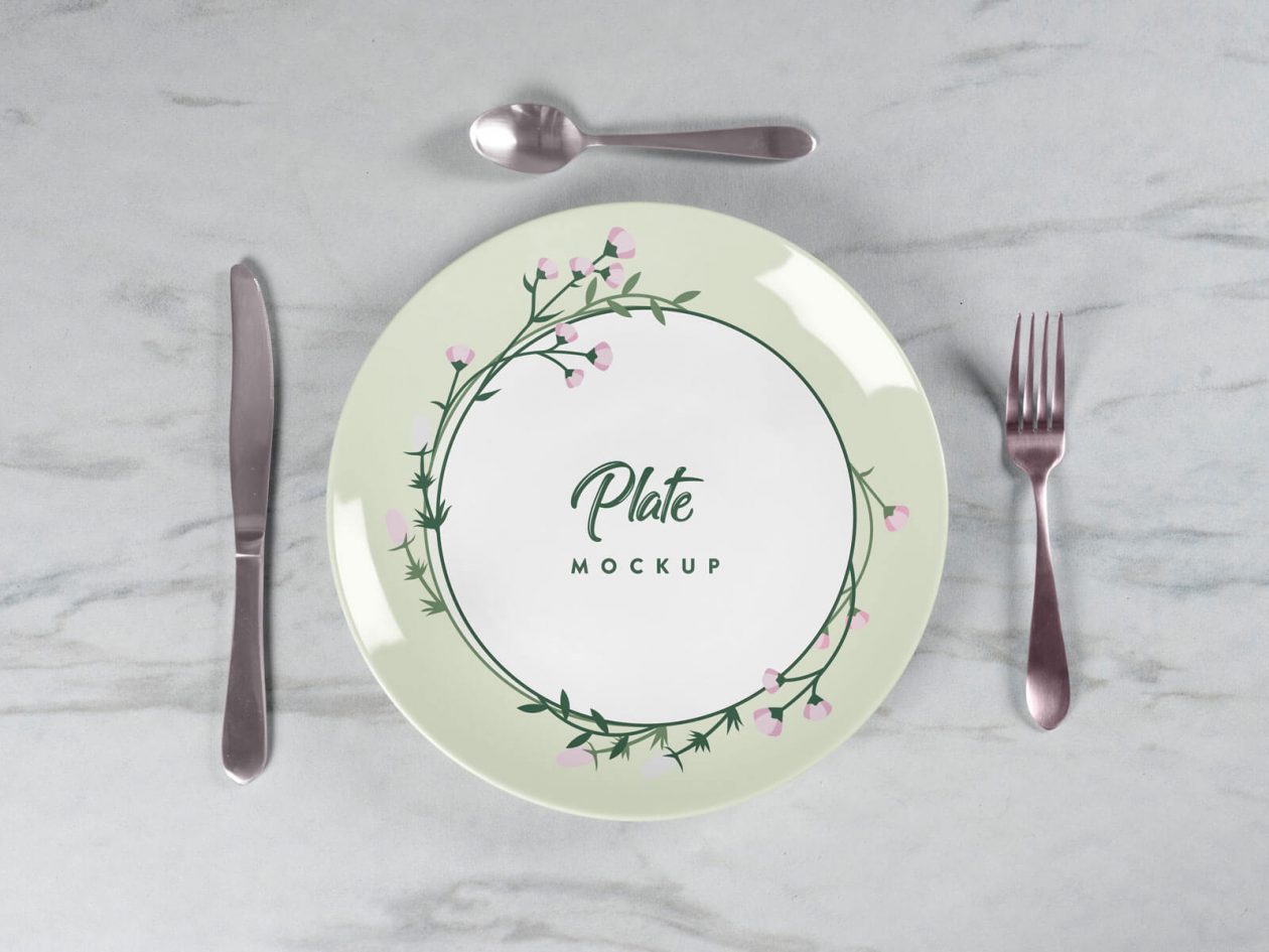 Free Ceramic Plate Mockup PSD - Designbolts