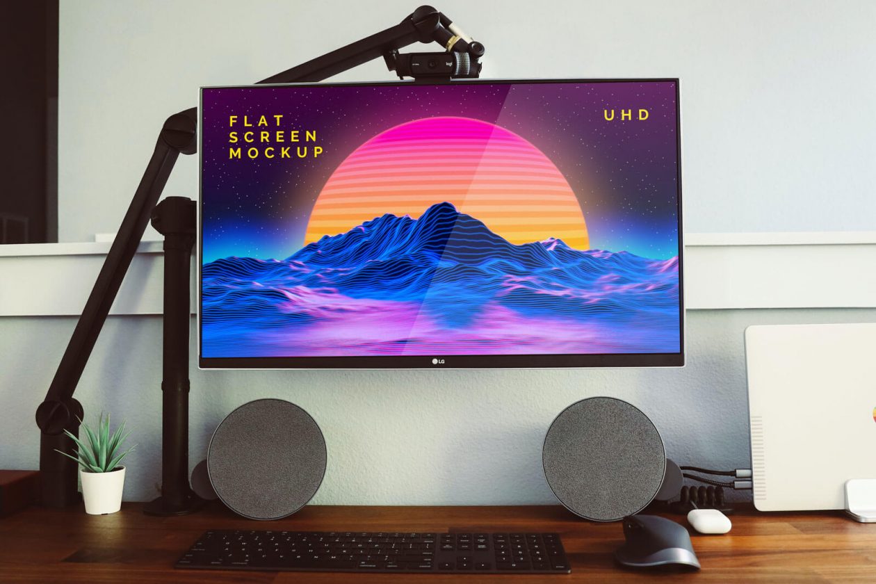 Free LG Flat Screen Monitor Mockup PSD - Designbolts