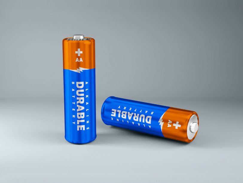 Free AA Battery Mockup PSD - Designbolts