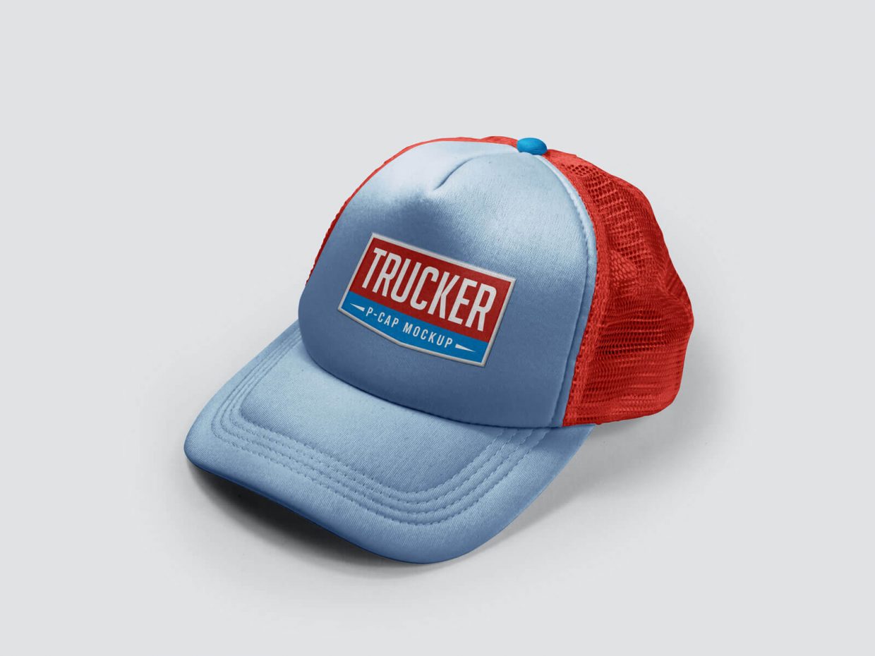 Free Men / Women Summer Trucker P-Cap Mockup PSD - Designbolts
