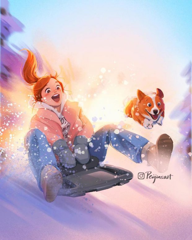 25+ Adorable Animal With Human Illustrations by Peijin - Designbolts