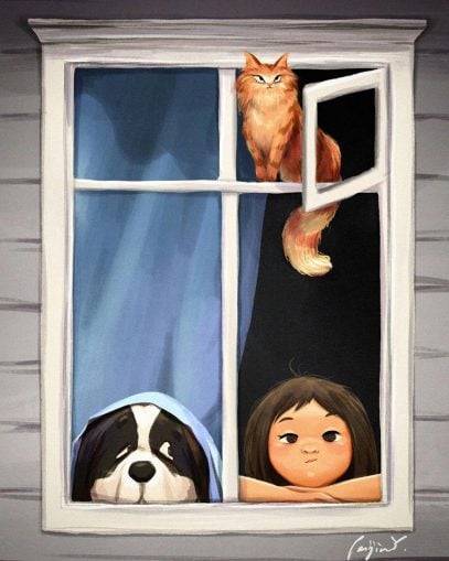 25+ Adorable Animal With Human Illustrations by Peijin - Designbolts