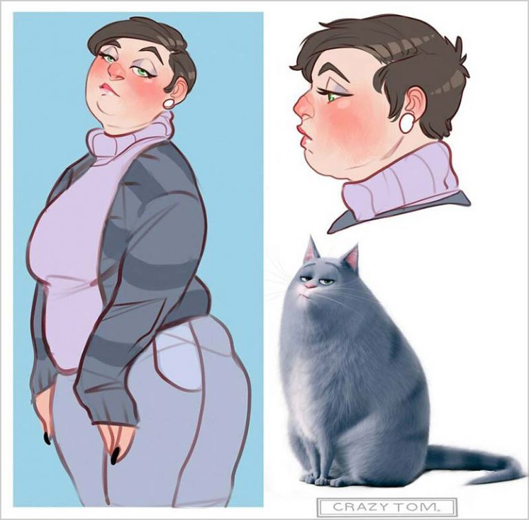 40+ Cool Illustrations of Cartoon Characters as Humans - Designbolts