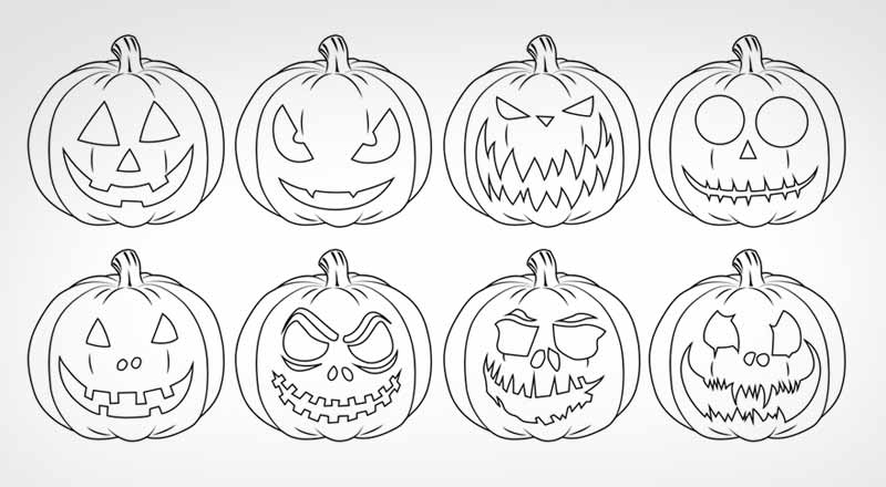 10 Free Easy Halloween Pumpkin Face Drawings for Coloring 2021 ...