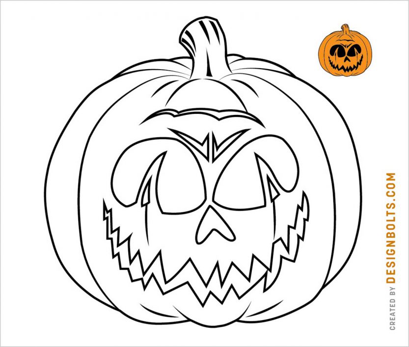 10 Easy Halloween Pumpkin Face Drawings To Color 2021 | Ideas To Print ...