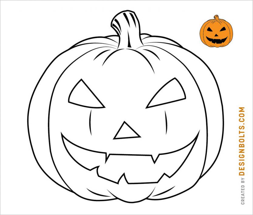 10 Easy Halloween Pumpkin Face Drawings To Color 2021 | Ideas To Print ...