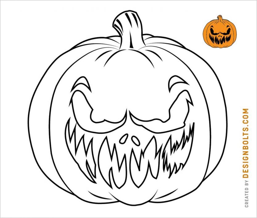 10 Easy Halloween Pumpkin Face Drawings To Color 2021 | Ideas To Print ...