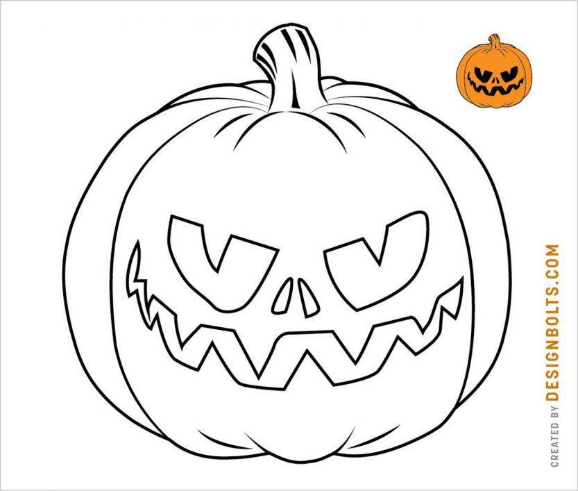 10 Easy Halloween Pumpkin Face Drawings To Color 2021 | Ideas To Print ...