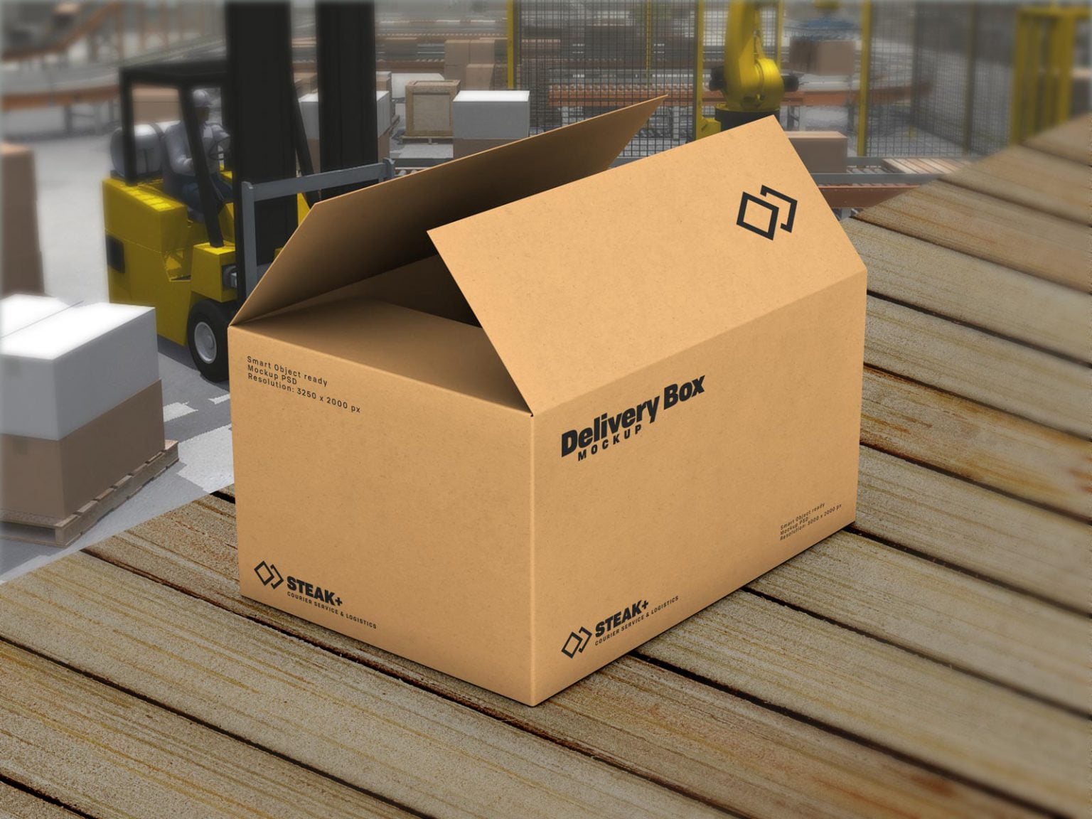 Free Cardboard Packaging Delivery Box Mockup PSD - Designbolts