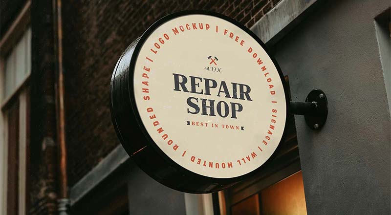 Free Vintage Rounded Shape Signage Logo Mockup PSD - Designbolts