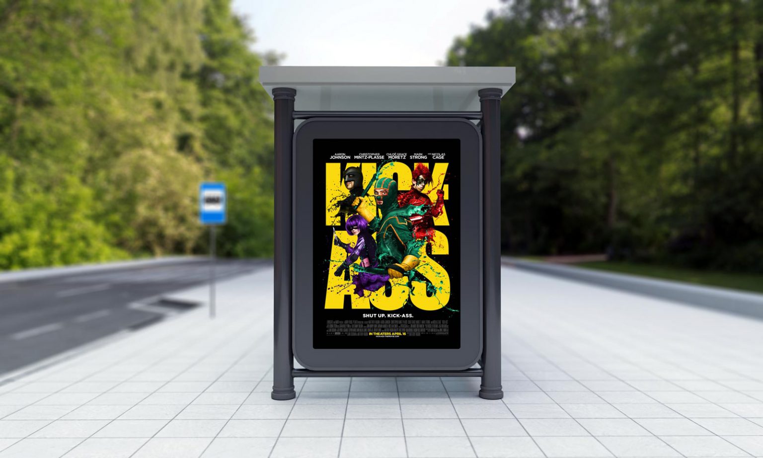 Free Bus Stop Poster Mockup PSD - Designbolts