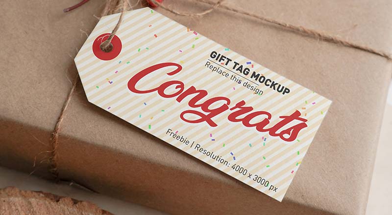 Free Gift Tag Mockup PSD - Designbolts