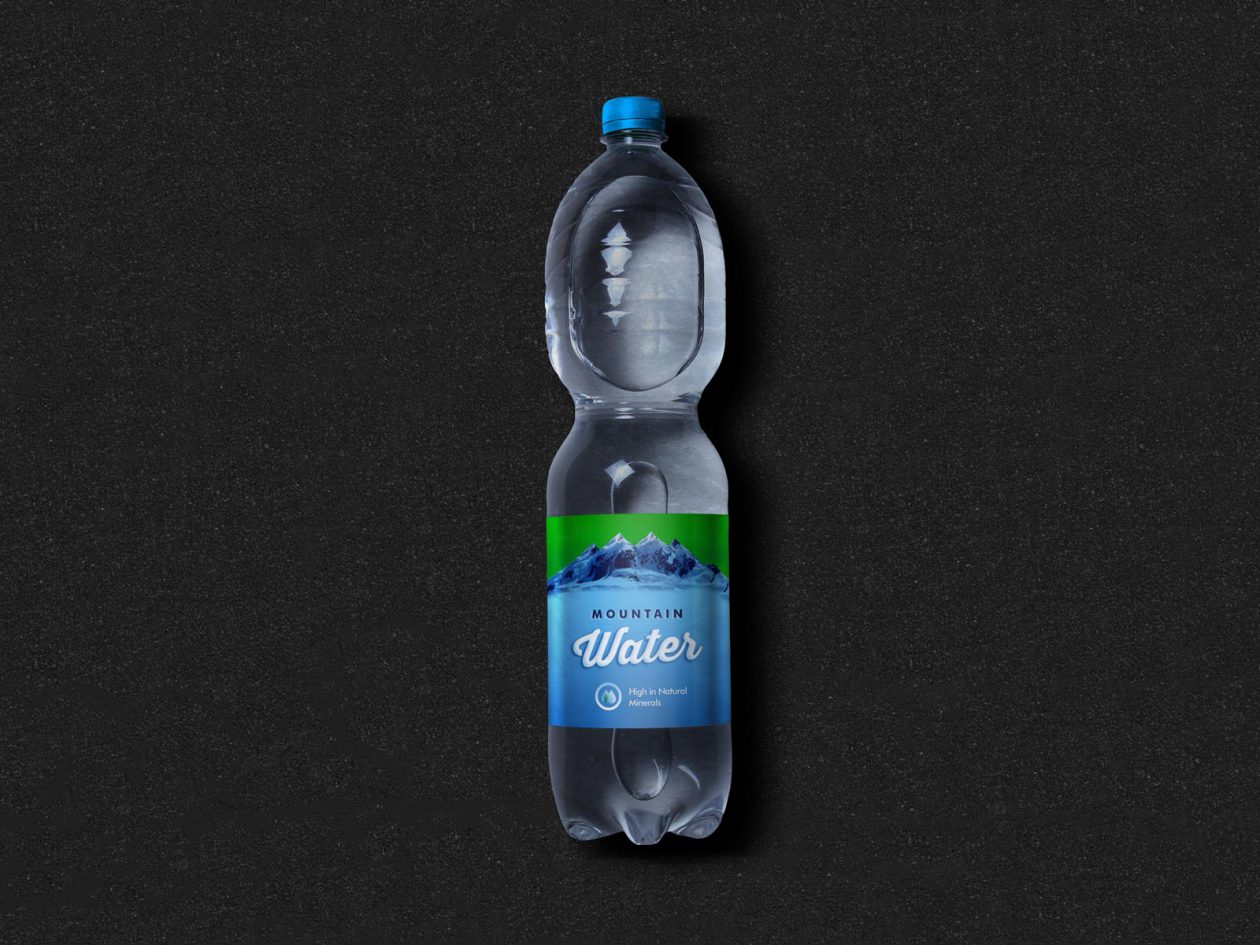 Free 1 Liter Water Bottle Mockup PSD - Designbolts