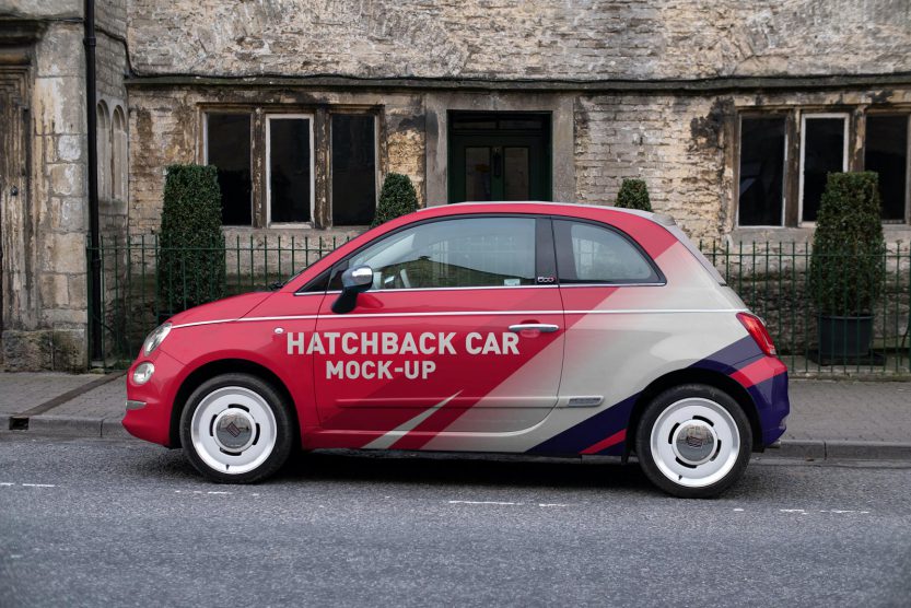 Free 3-Door Hatchback Car Mockup PSD - Designbolts