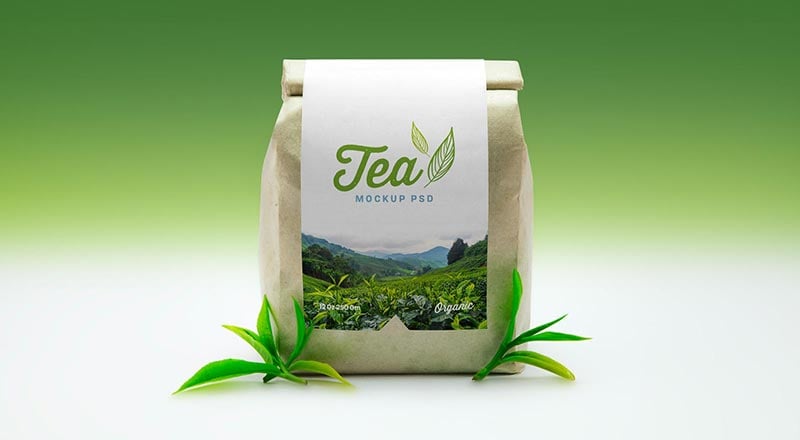 Free Organic Tea Standing Pouch Mockup PSD - Designbolts