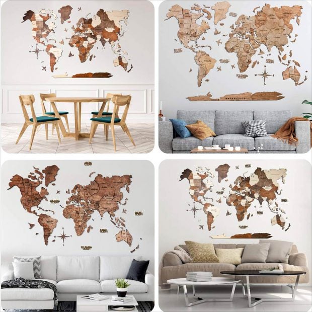 10 Best 3D Wood World Map Wall Art To Buy From Amazon - Designbolts