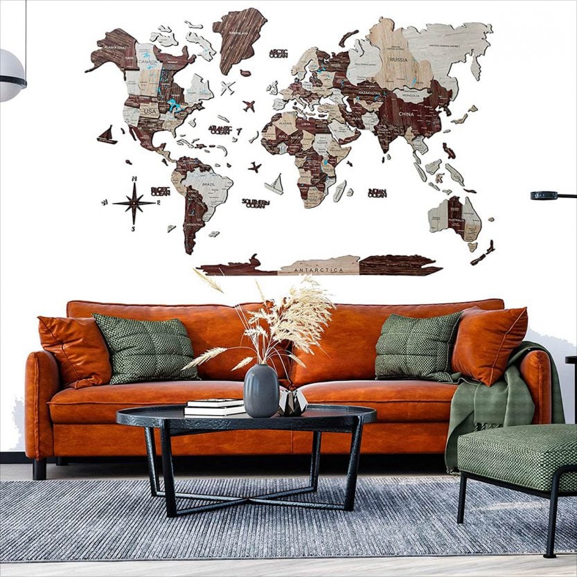 10 Best 3D Wood World Map Wall Art To Buy From Amazon - Designbolts