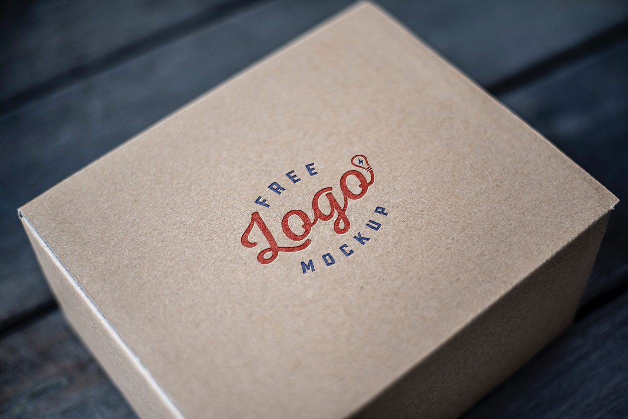 Free Logo on Corrugated Box Mockup PSD - Designbolts