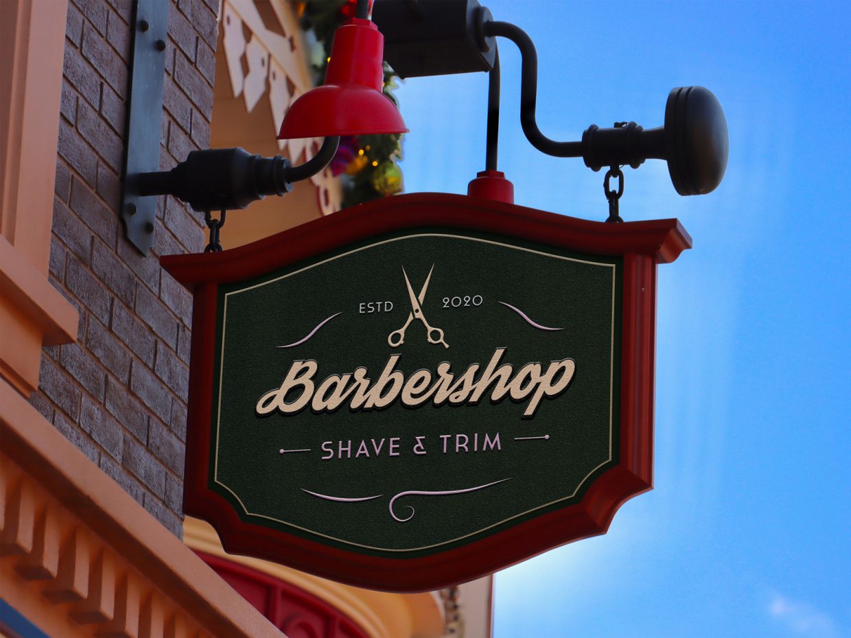 Free Classic Shop Signage Mockup PSD - Designbolts