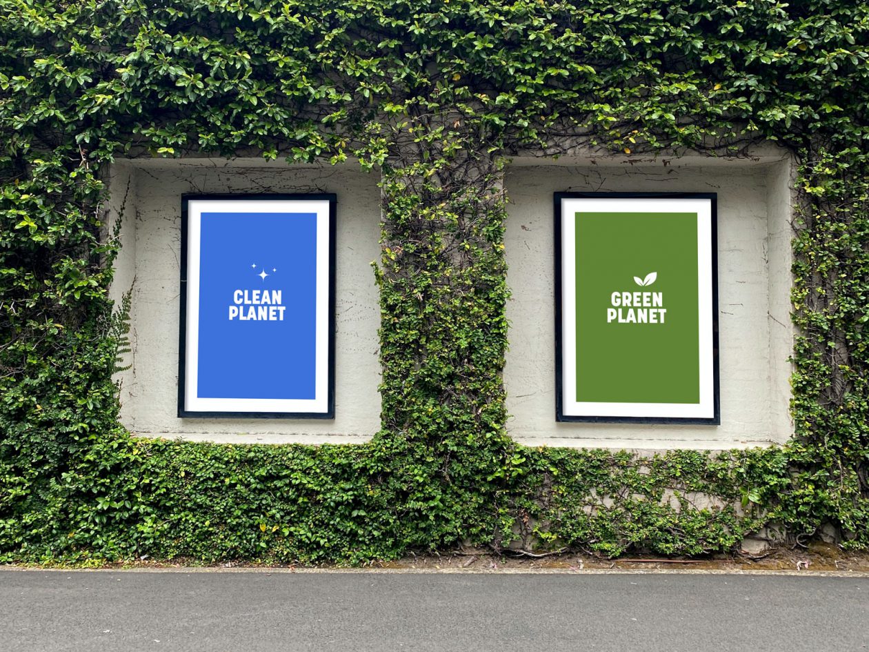 Free Green Wall Twin Posters Mockup PSD - Designbolts