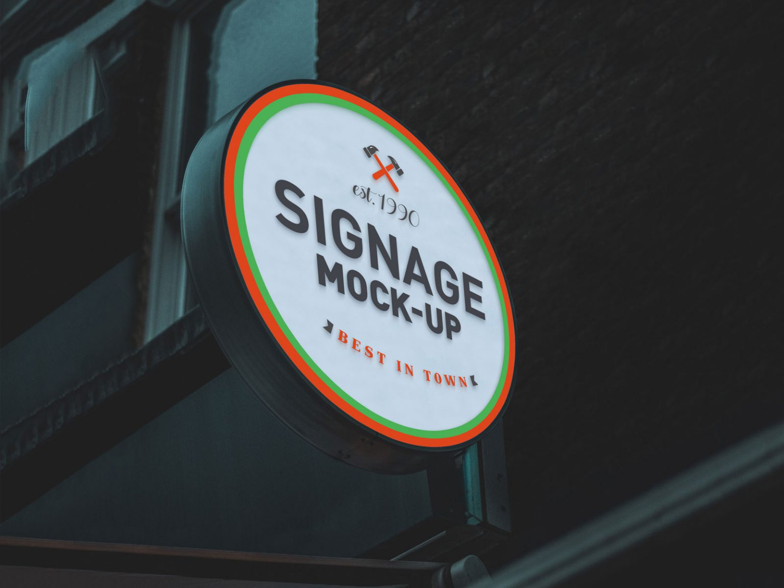 Free Round Signboard Mockup PSD - Designbolts