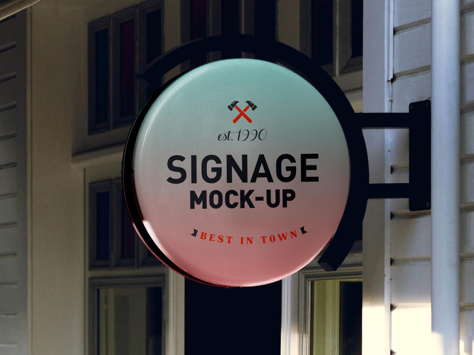 Free Round Signage Mockup PSD - Designbolts